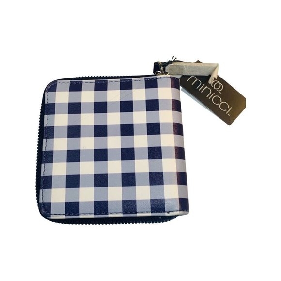 Minicci | Bags | Mincci Lady Bug Zip Bifold Wallet Blue White Checker ...